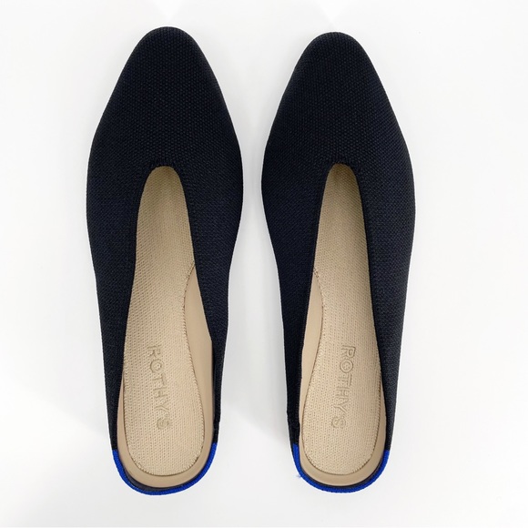 Rothy's | Shoes | Rothys The Almond Demi In Black Flats Knit Mules Slip ...